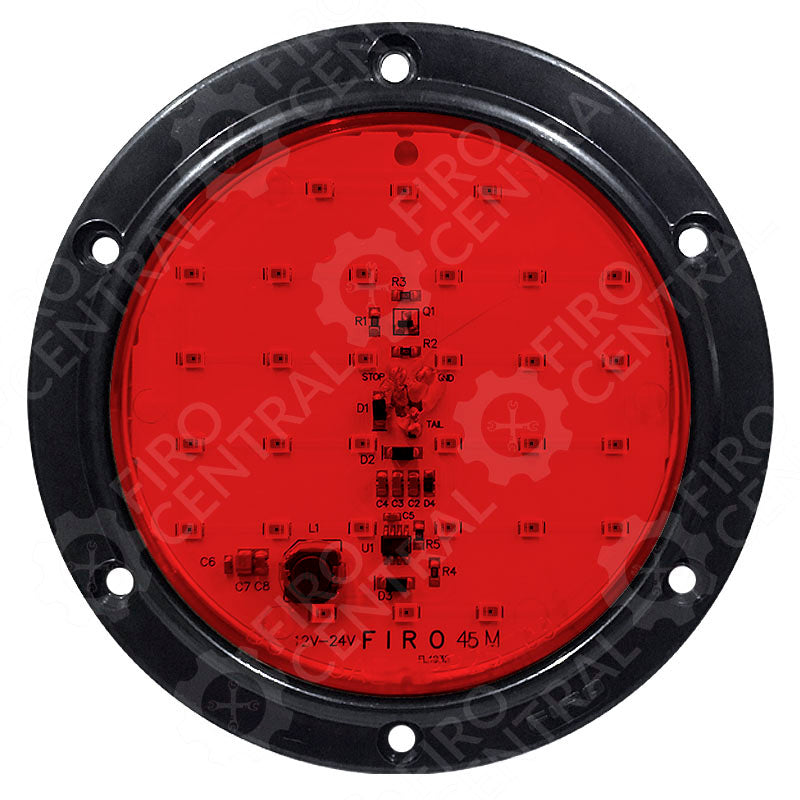 PLAFÓN PLANO / LUZ PLANA 4'' ROJO 12V 30 LED REDONDO + LUZ ADICIONAL ...